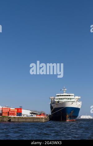 The Ro-Ro cargo ship WAKANATSU (built in 2006) loading at a dock in ...