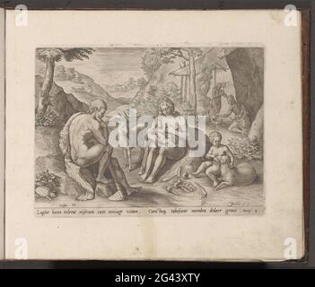 Adam and Eve at work outside paradise, anonymous, after Jan Saenredam, after Abraham Bloemaert ...