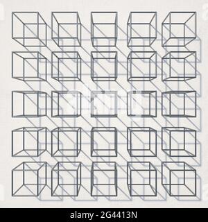 Metal cubes on white walls 3D render illustration isolated on white ...