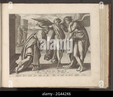 Lot meets the two angels at the gate of Sodom; History of Lot. Lot ...
