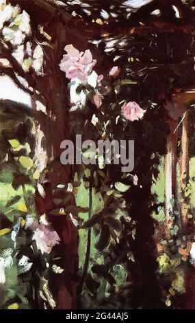 A Rose Trellis (Roses at Oxfordshire) 1886 by John Singer Sargent Stock ...