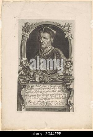 Portrait of Nassau Adolf II. Portrait of Adolf II in an oval. Around a ...