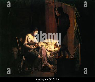 Joseph Wright of Derby. Penelope Unravelling Her Web by Lamp Light ...