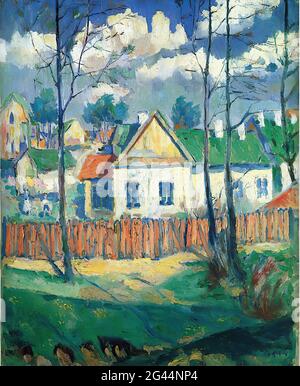 Spring Landscape with a Cottage by Kazimir Malevich Stock Photo - Alamy