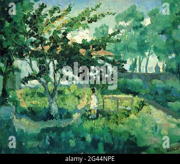 The painting 'Summer Landscape' by Kazimir Malevich, created in the ...
