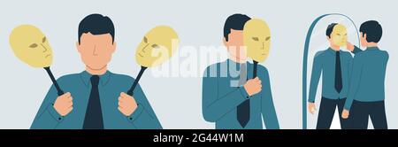 Vector illustration of split personality, dissociative identity ...