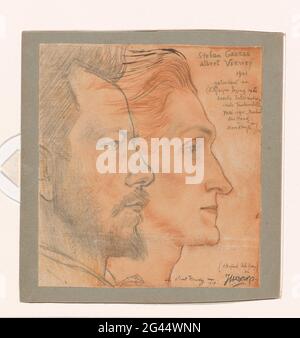 Portraits of Albert Verwey and Stefan George, Jan Toorop, 1901 print ...