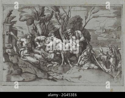 Jupiter succeeded by the goat Amalthea. A shepherd and a nymph hold the ...