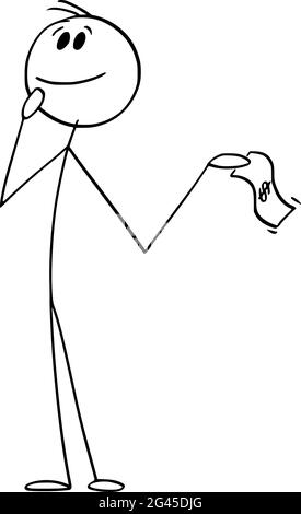 Money saving stickman vector illustration. Hand drawn piggy bank and ...