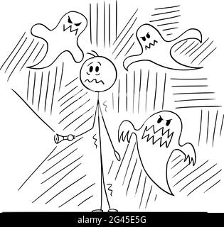 cartoon man haunted by ghost Stock Vector Image & Art - Alamy