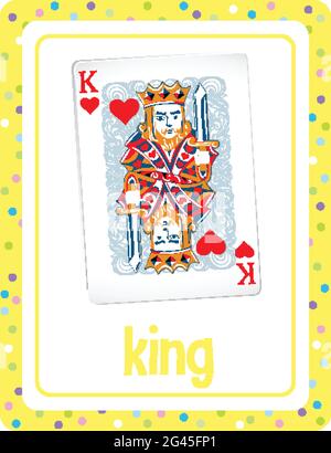 Vocabulary flashcard with word King illustration Stock Vector Image ...