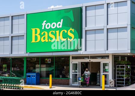 Entrance to Food Basics grocery store. Food Basics Ltd is a Canadian ...