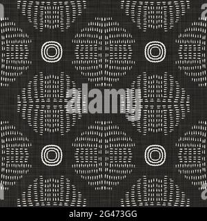 Seamless black white woven cloth circle linen texture. Two tone ...