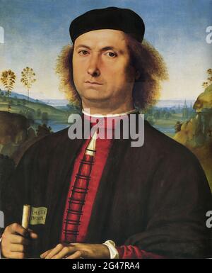 *Portrait of Francesco delle Opere* by Pietro Perugino presents the ...