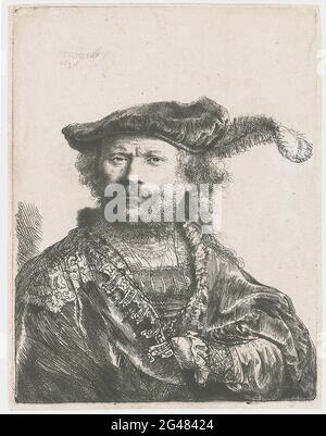Self-portrait in a velvet cap with plume. prints, etchings, self ...