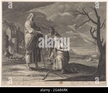 Elijah and the widow of Sarefat; Spacious bible. Elia meets the widow ...