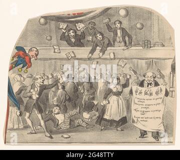 Four men throw books from a balustrade, c. 1855 - c. 1863 print Four ...