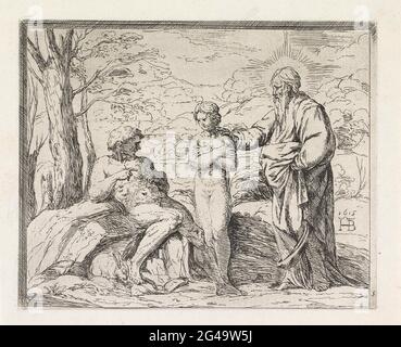 God creates Adam and Eva; Paintings in the Loggia of Rafael; Imagins ...