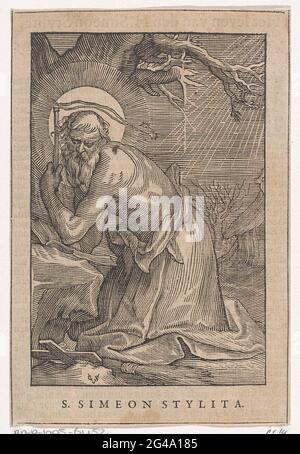 Holy Simeon stylites the older as a hermit; S. Simeon Stylita ...