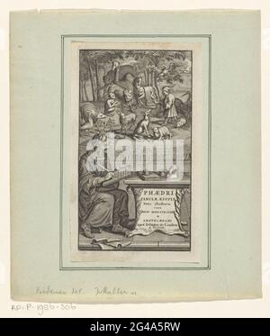 Writer and animals, Title page for: David van Hoogstraten, Phaedri ...