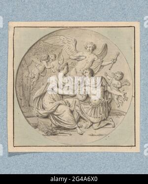 Military kneels for a woman and is crowned by Hymenaeus (in box with 43 ...