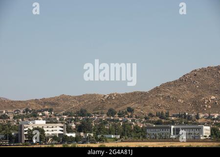 Aerial view of the downtown skyline of Moreno Valley, California Stock ...