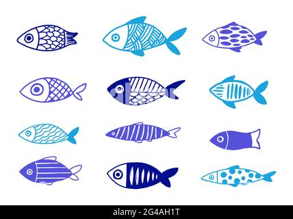 Hand drawn fish illustrations background, good for graphic design ...