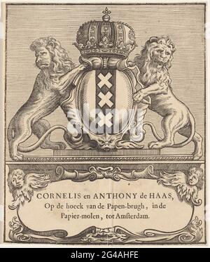 Coat of arms of Amsterdam: red shield and black pale with three silver ...