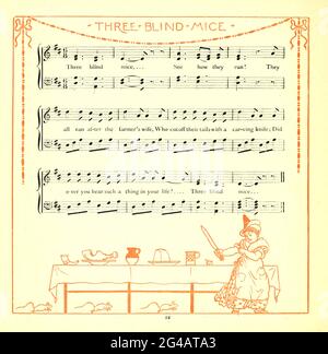 'Three Blind Mice, See How They Run!' - illustration of English nursery ...