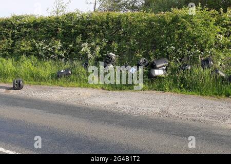 Flytipped Chemical Barrels, Lillyhall, Workington, Cumbria, England ...