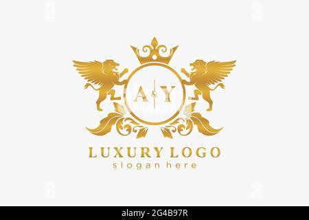 AY Letter Lion Royal Luxury Logo template in vector art for Restaurant ...