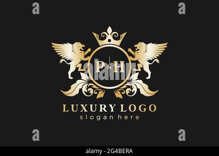 PH Letter Lion Royal Luxury Logo template in vector art for Restaurant ...