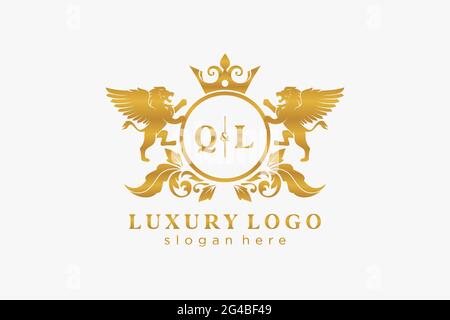 QL Letter Lion Royal Luxury Logo template in vector art for Restaurant ...