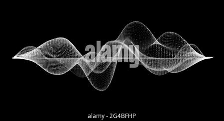 Black and white soundwave 3D illustration abstract background Stock ...