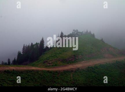 Far over the Misty Mountains and forest Stock Photo - Alamy
