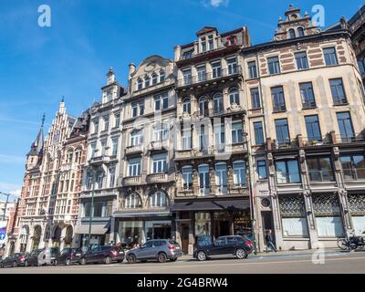 Unique architecture buildings around Mont de Arts area under cloudy ...