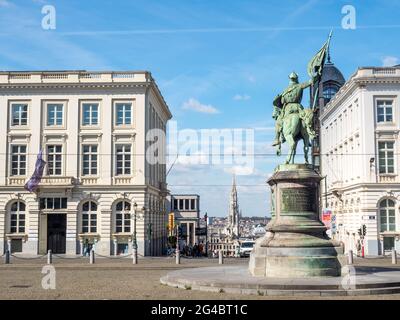 Unique architecture buildings around Mont de Arts area under cloudy ...