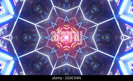 A kaleidoscope background with bright patterns, pink and blue colors ...