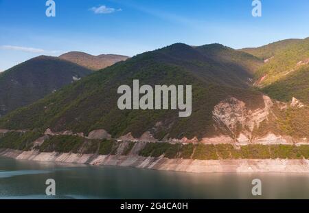Scenic view of Zhinvali Reservoir in the Caucasus Mountains, northern ...