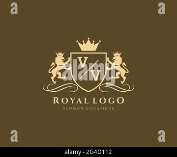 VV Letter Lion Royal Luxury Logo template in vector art for Restaurant ...