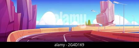 Vector illustration of winding, broken road with white marks Stock ...