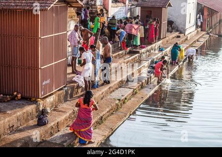 The spiritual, holy sacred Koti Tirtha water tank at Gokarna, Karnataka ...