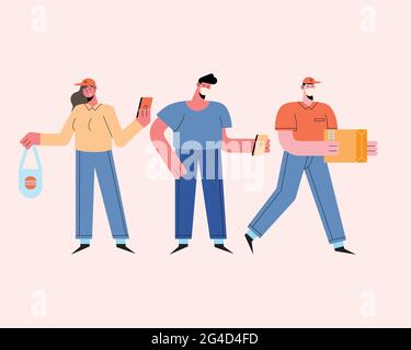 logistic three workers Stock Vector Image & Art - Alamy