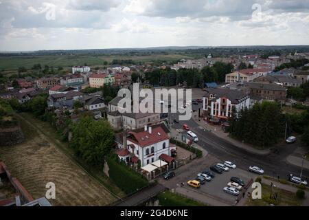 Dubno, Ukraine - June 7, 2021: Aerial view on Dubno castle from drone ...