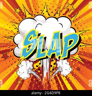Word Slap on comic cloud explosion background illustration Stock Vector ...