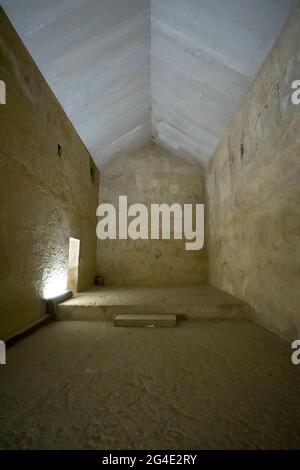 The high pyramid of Chephren on the background of a blue sky with ...