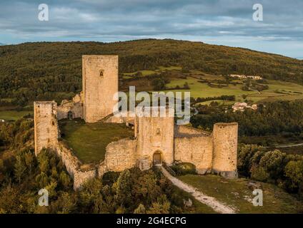 Aerial view of Puivert Castle, Aude, France Stock Photo - Alamy