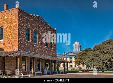 Historical Espy Building Fort Davis State Bank, courthouse in distance ...