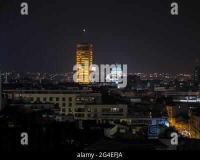 Picture of the beogradjanka tower in Belgrade in winter, in front of ...