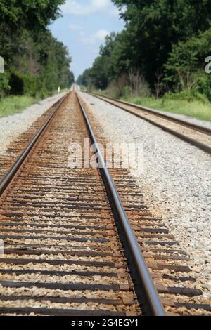 Railroad Journey. Railroad Tracks Closeup Vertical Photography Stock ...